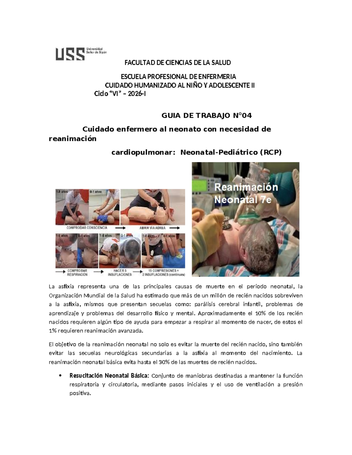 Guía de Trabajo RCP Neonatal y Pediátrica 2026-I - Studocu