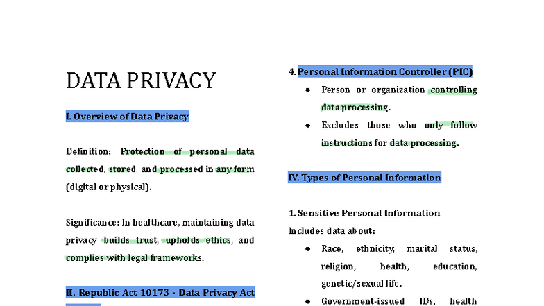 NI 101: Nursing Informatics Overview and Data Privacy Principles - Studocu