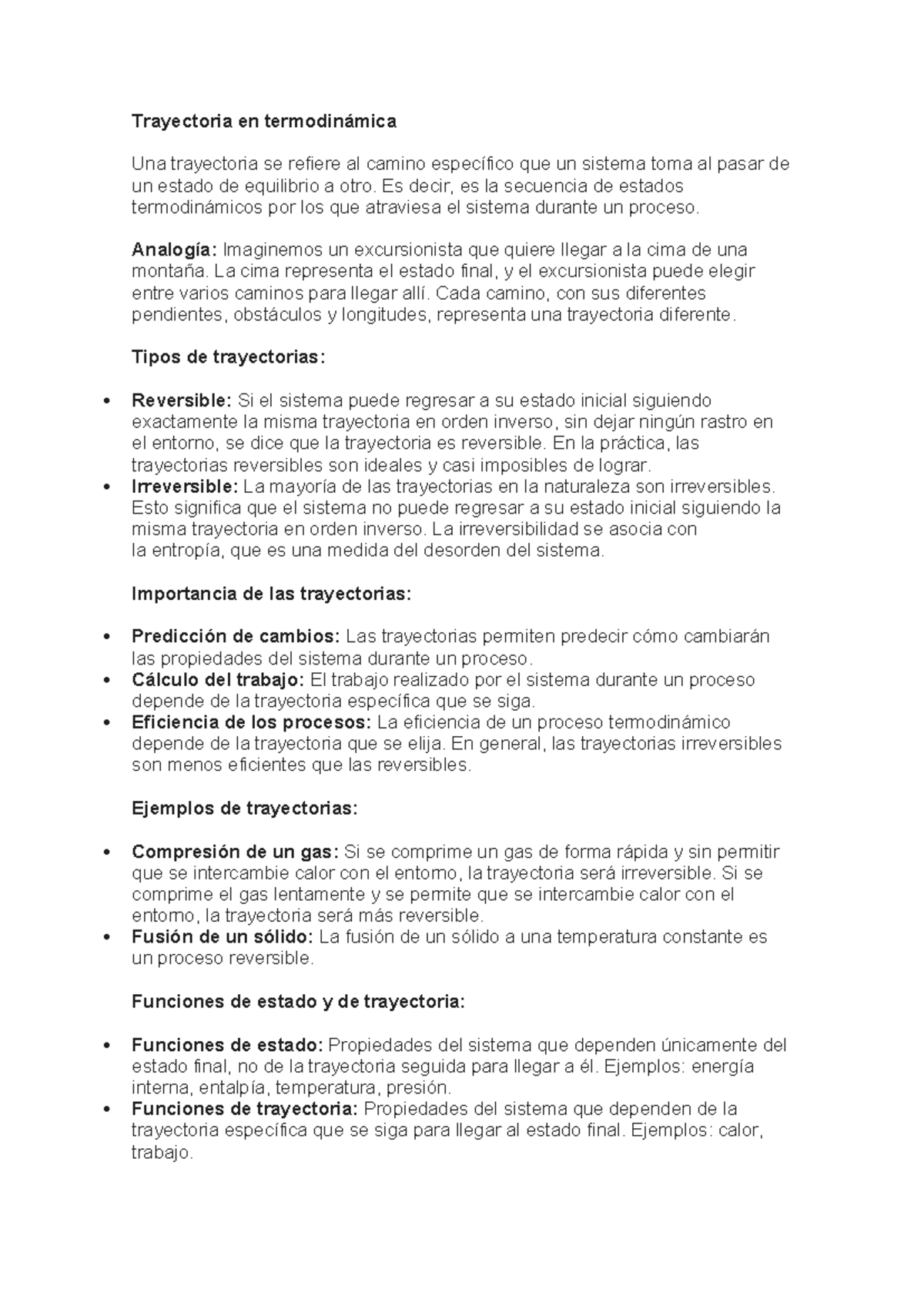 Trayectoria en Termodinámica: Tipos, Importancia y Ejemplos - Studocu