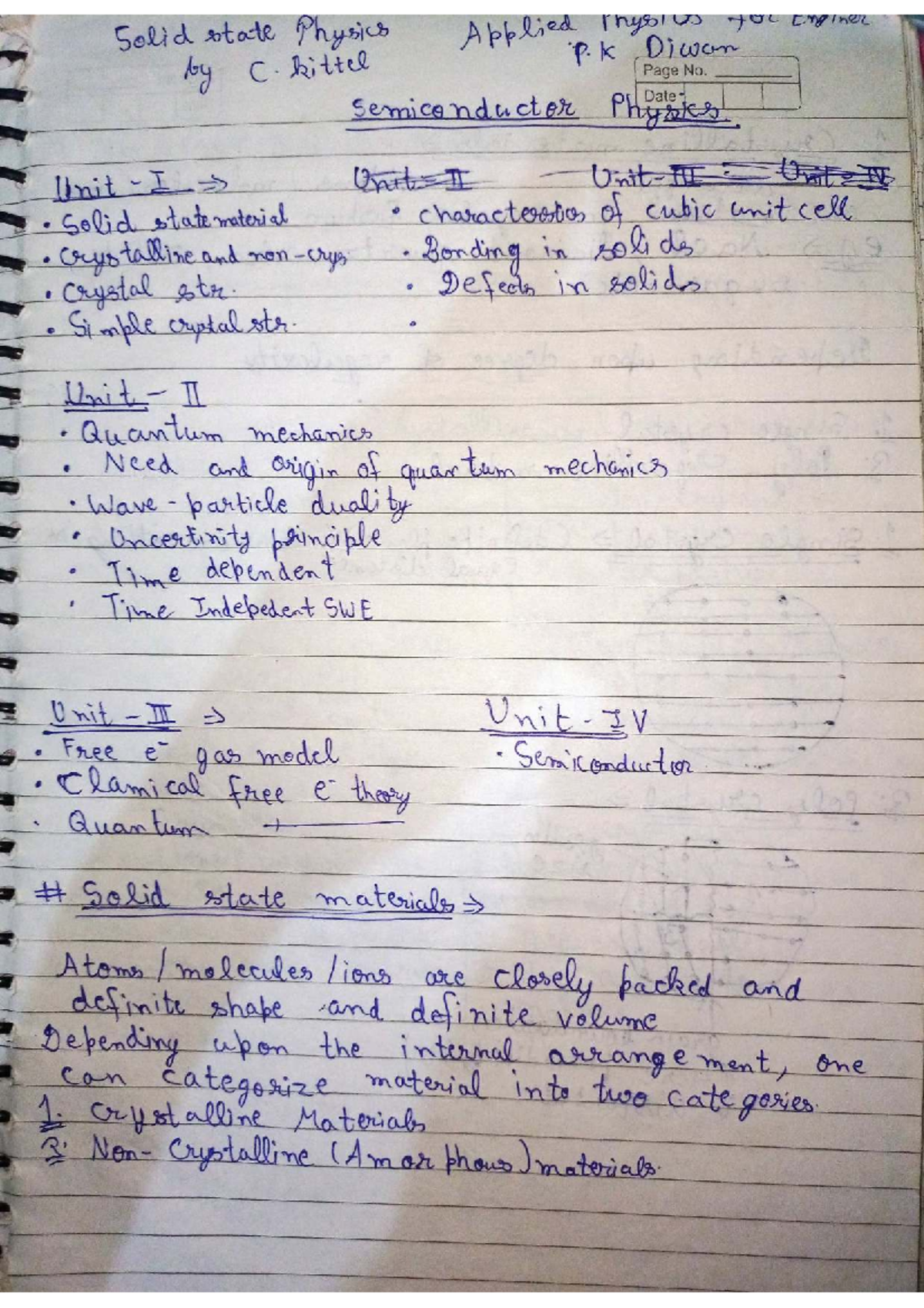 SCP 101: Solid State Physics - Unit I Study Notes - Studocu