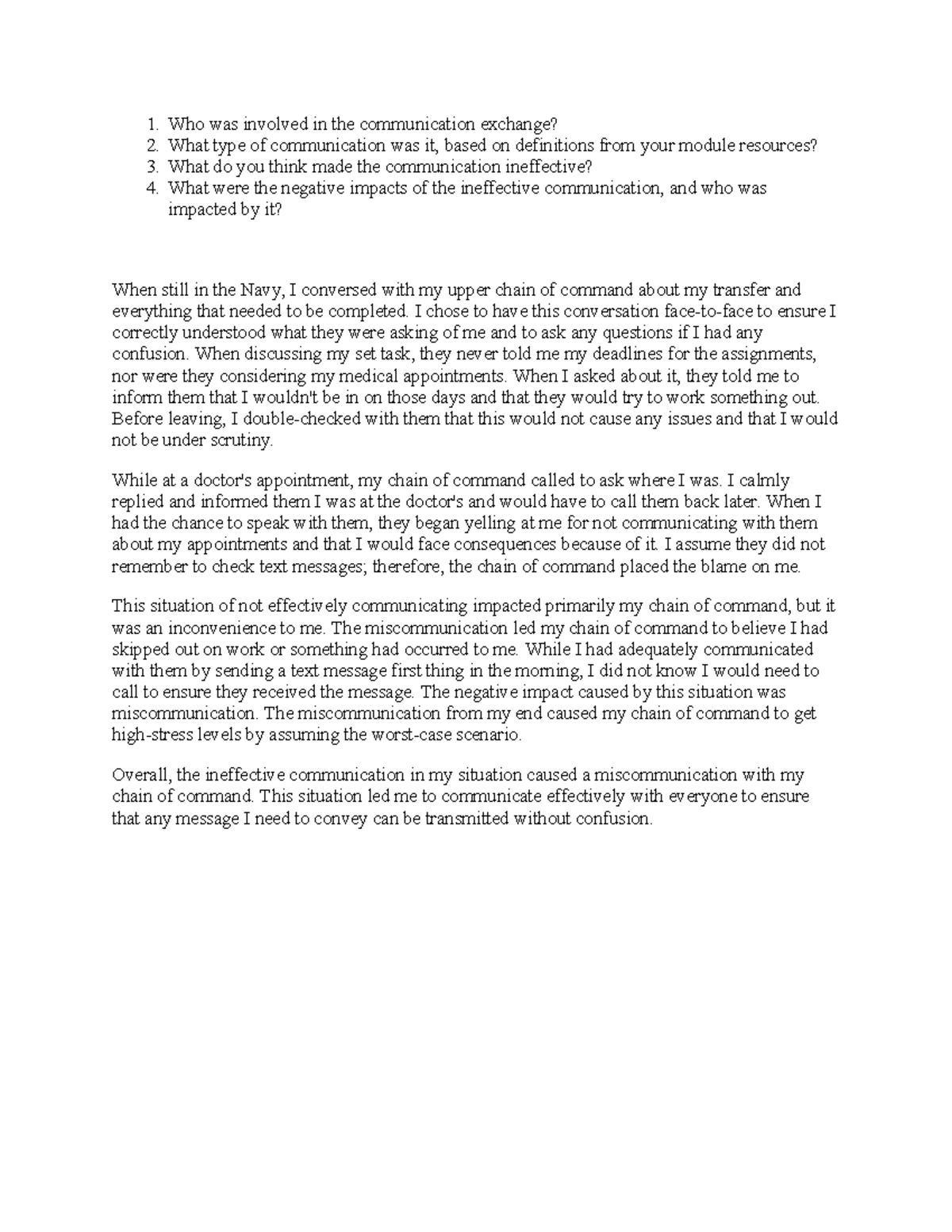 BUS 210 discussion post: Analyzing ineffective communication in the ...