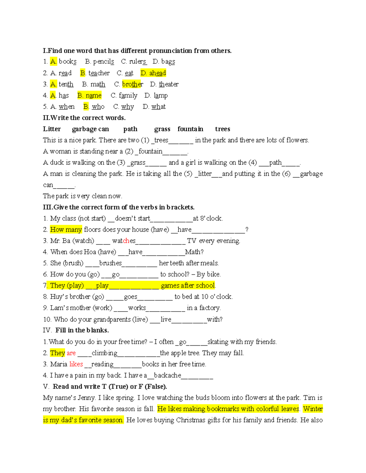 L5144 - English Tests for Grade 5: Pronunciation & Vocabulary Exercises ...