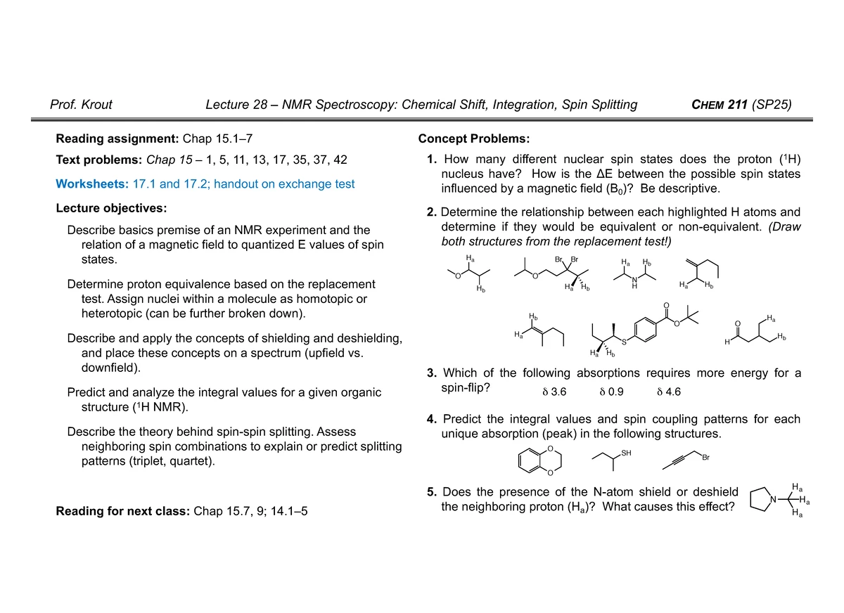 C13 NMR Spectroscopy: Coupling, Chemical Shifts & APT Insights - Studocu