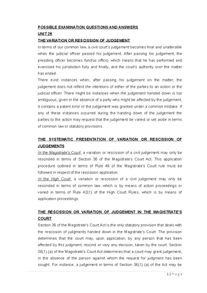 Rescission - APPLICATION FOR RESCISSION GENERAL PRINCIPLES In the High ...