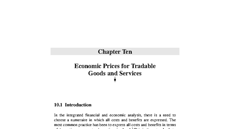 Chapter 10: Economic Prices for Tradable Goods and Services (D6) - Studocu