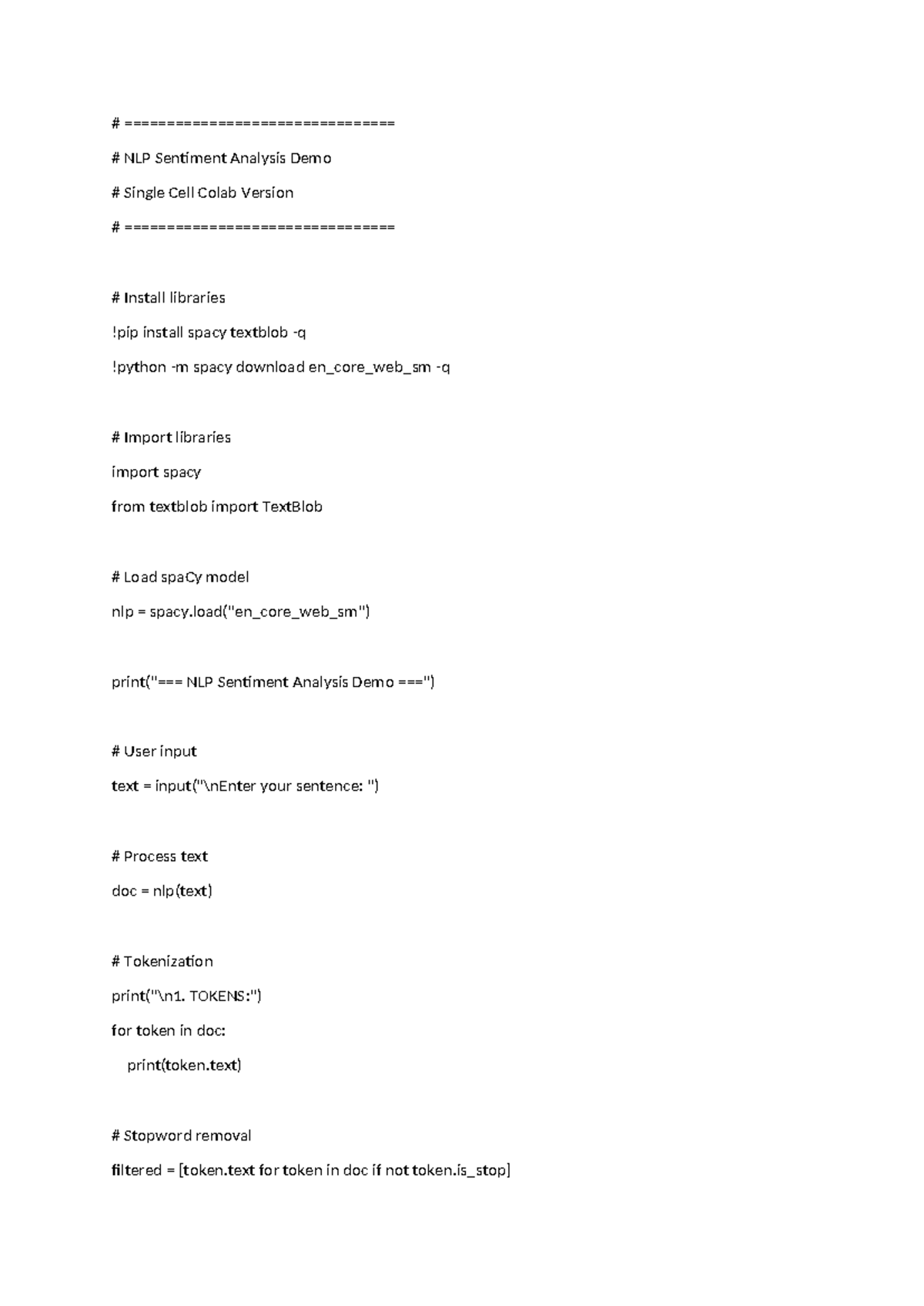 NLP Sentiment Analysis Demo - TOKENS:") for token in doc: print(token ...