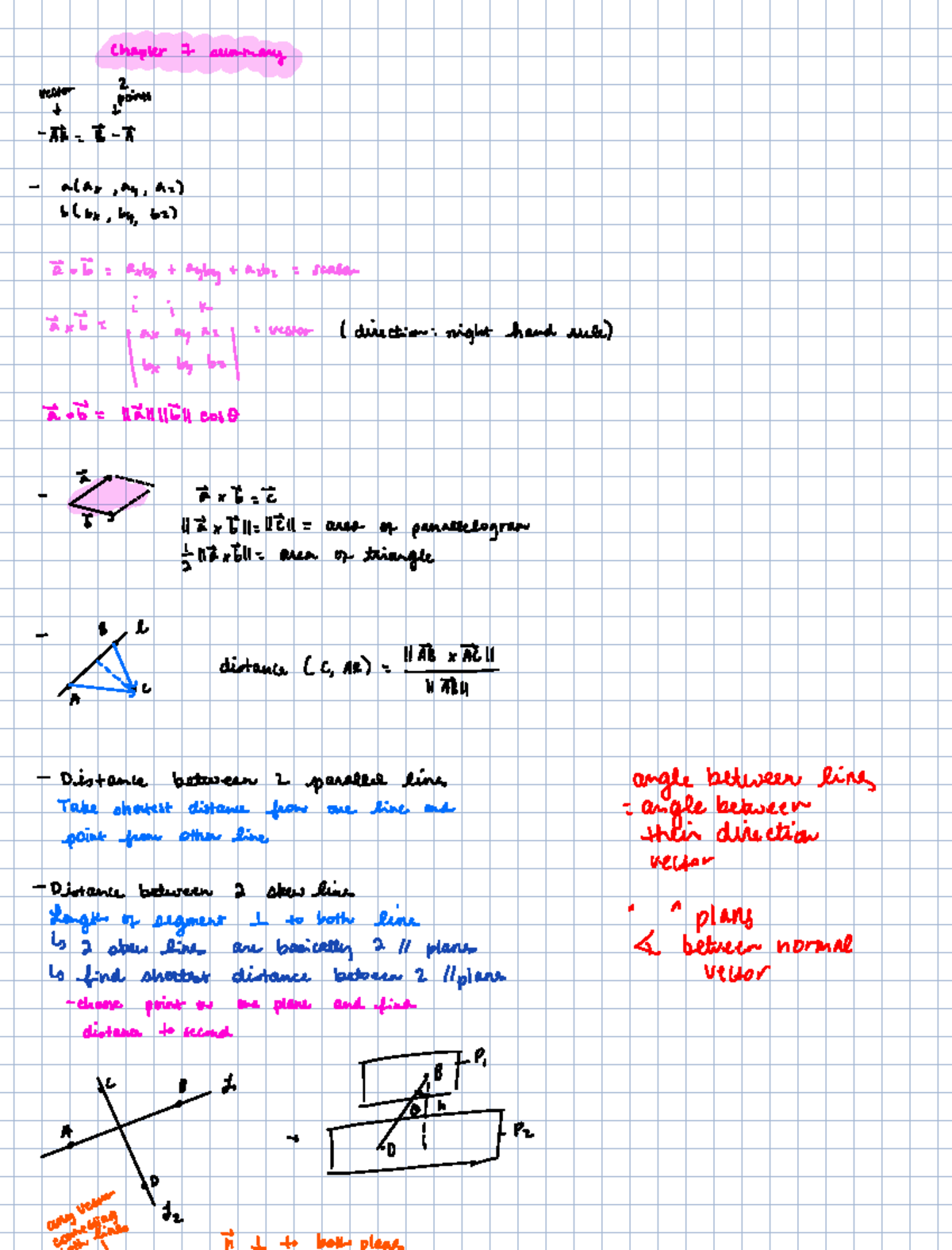 Midterm Review: Chapter 7 Summary on Distance and Angles in EE - Studocu