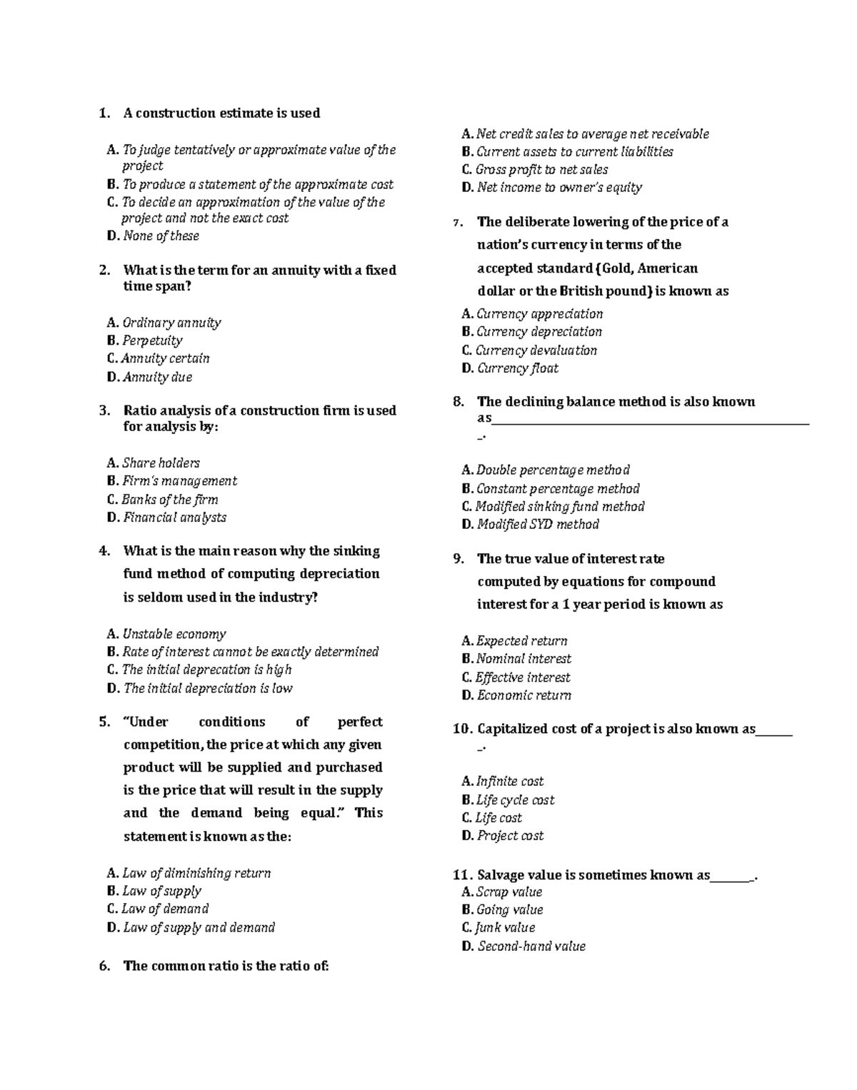 Compiled Econ Objective Type from Examveda 479 - A construction ...
