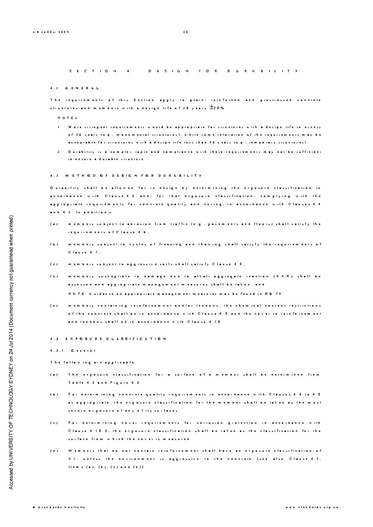 AS3600-2009 Design for Durability: Concrete Structures Guidelines - Studocu