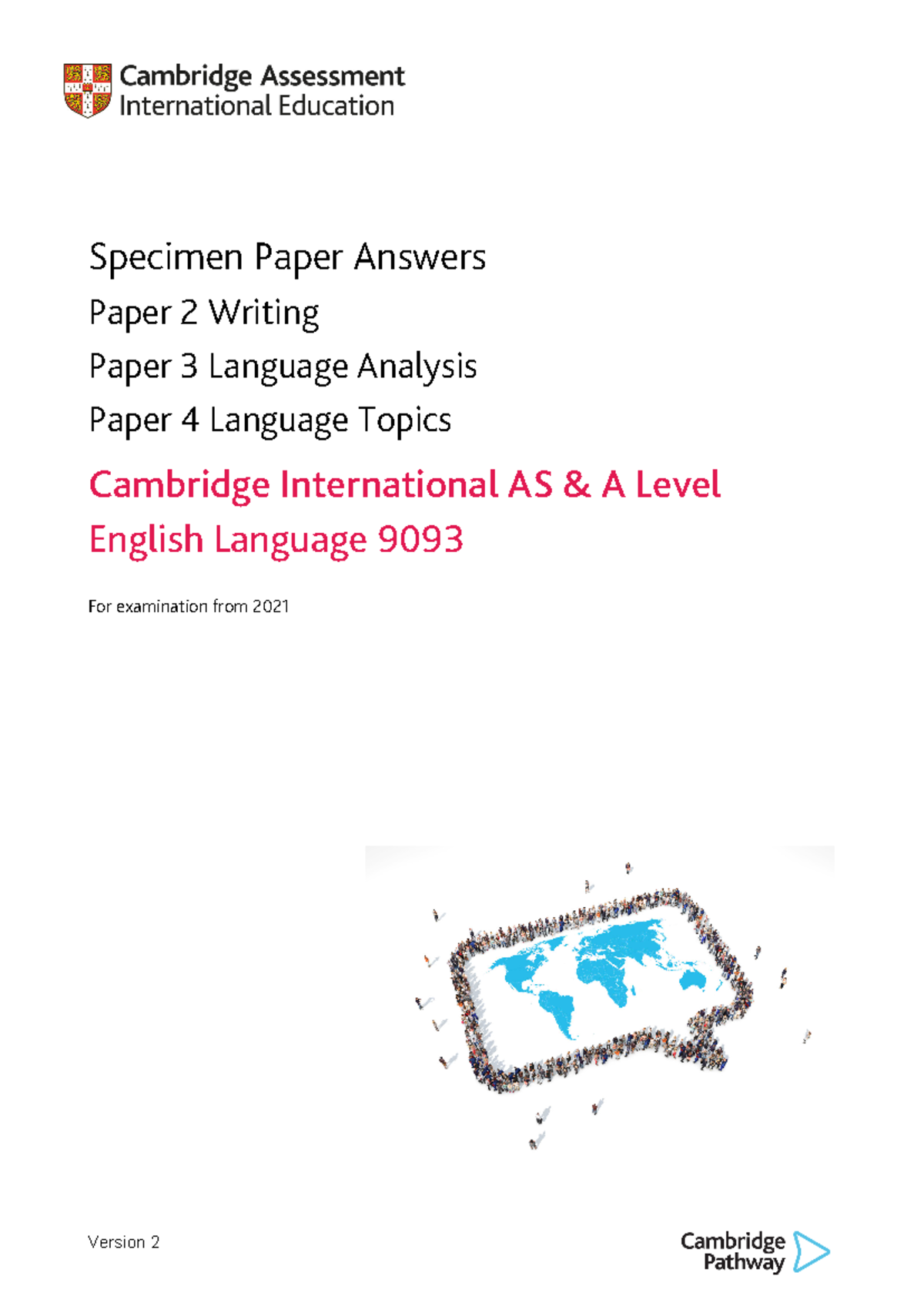 Cambridge AS & A Level English Language 9093: Paper 2 Specimen Answers ...