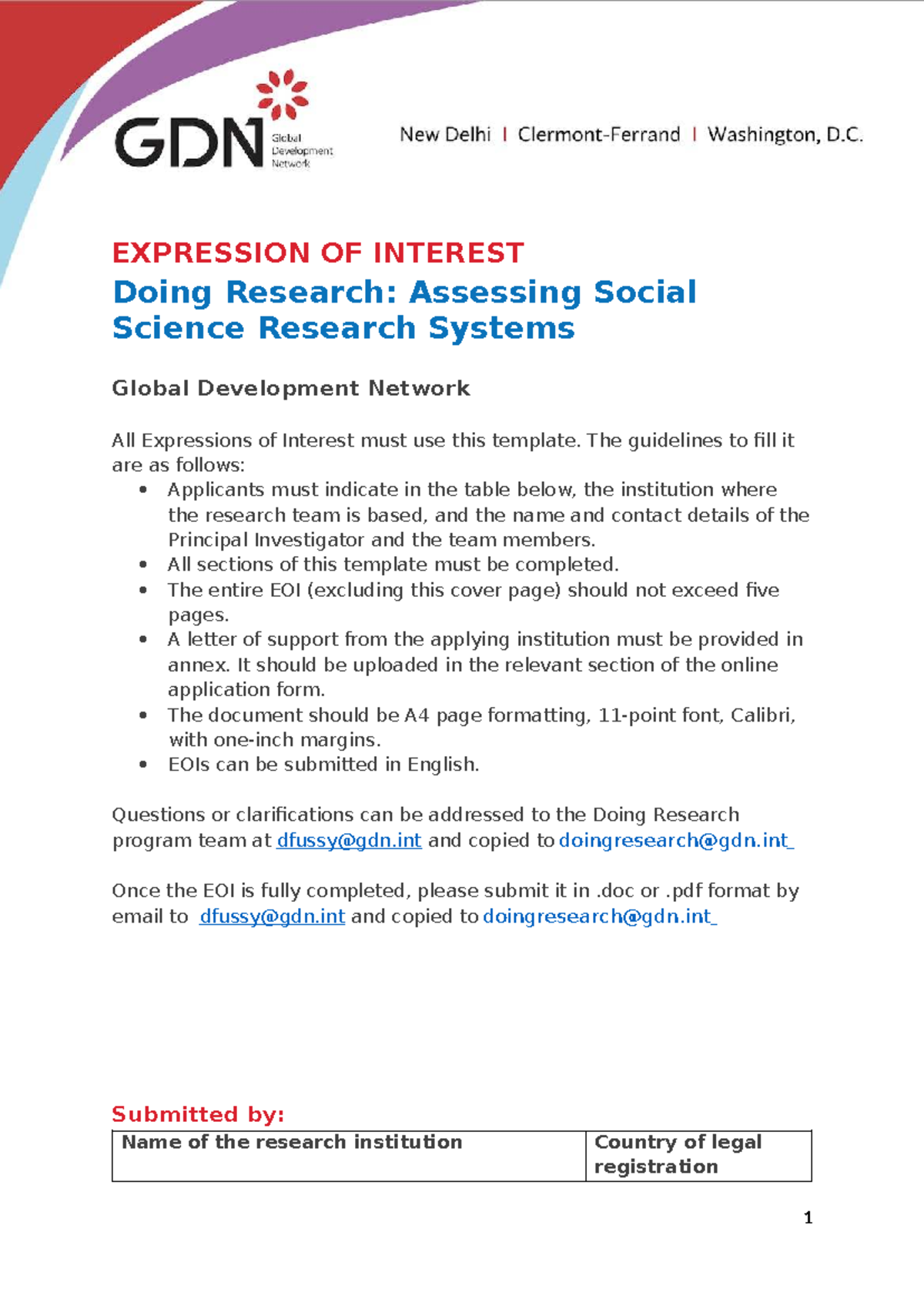Template for EOI Submission: Doing Research Program - Studocu