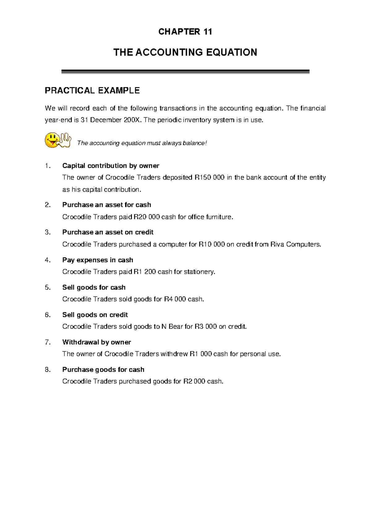 Chapter 11 - Practical Examples of the Accounting Equation - Studocu