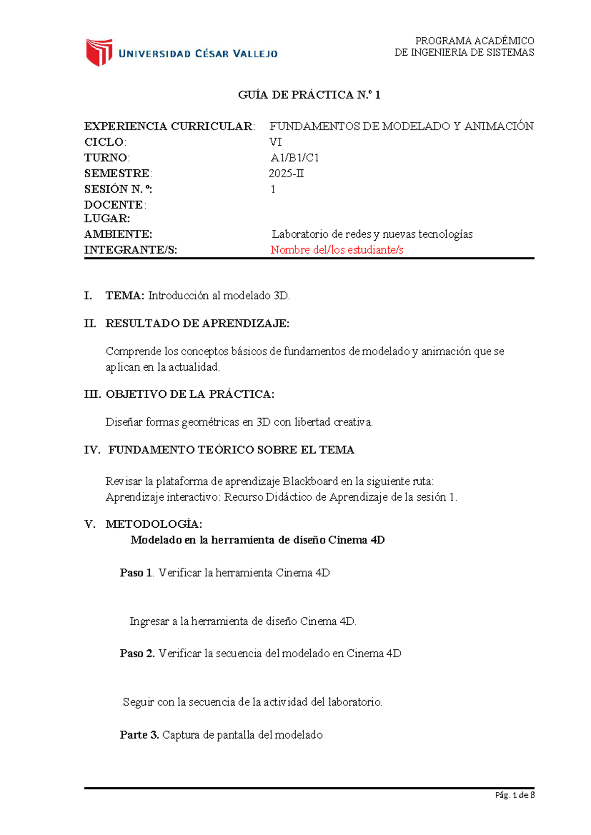 Guía Práctica LAB-01: Introducción al Modelado 3D en Cinema 4D - Studocu