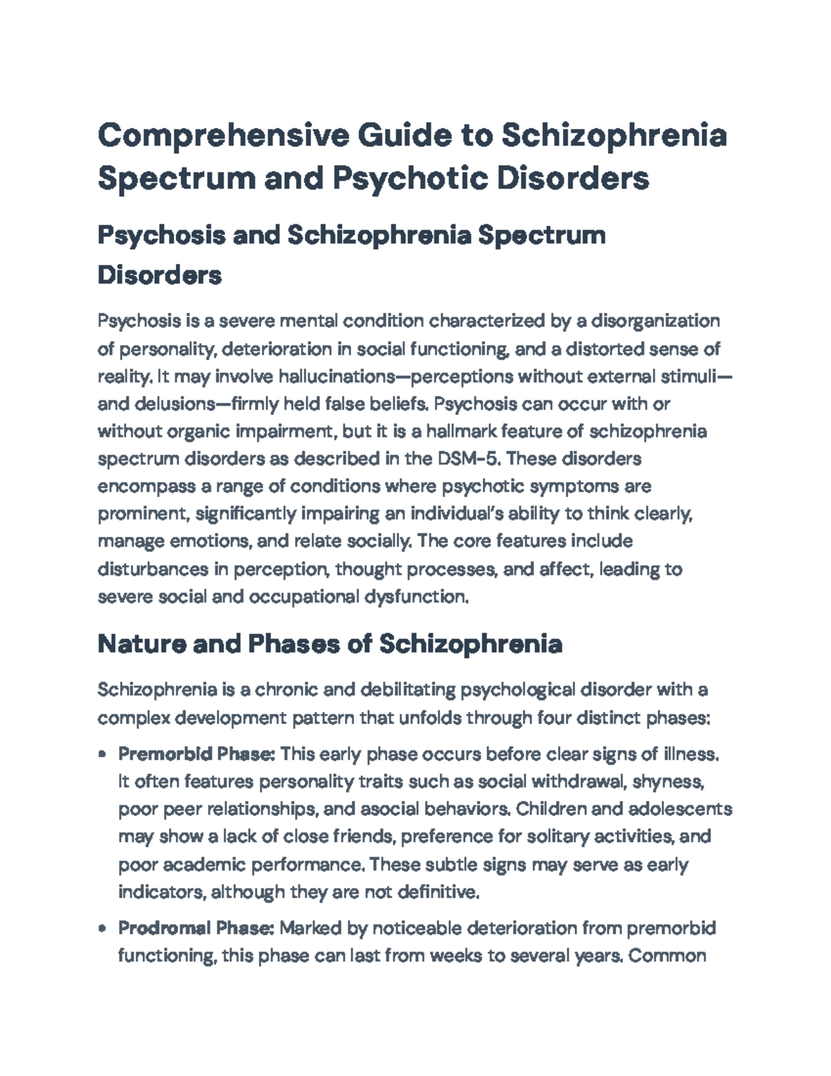 Comprehensive Overview of Schizophrenia Spectrum Disorders (PSY 101 ...