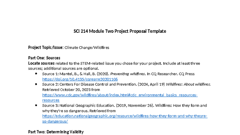 SCI 214 Module Two Project Proposal: Evaluating Wildfire Sources - Studocu