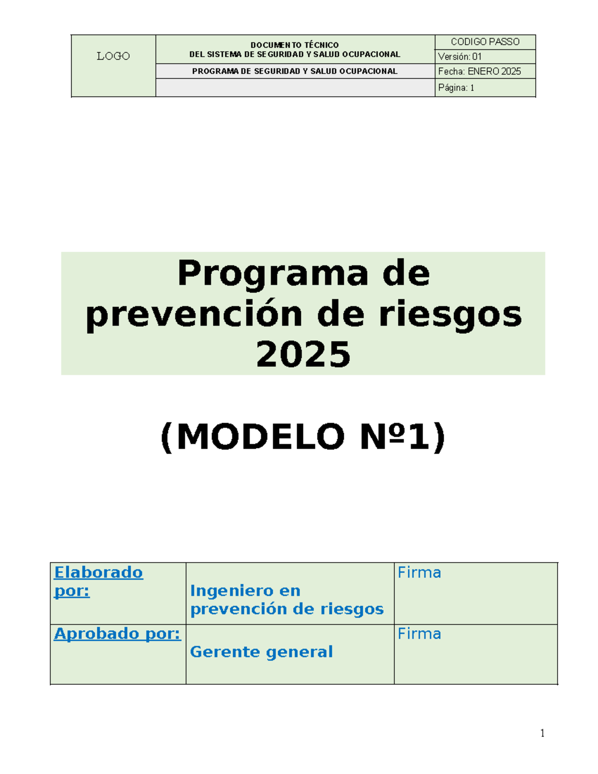 Programa Anual de Prevención de Riesgos 2025 - Documento Técnico - Studocu