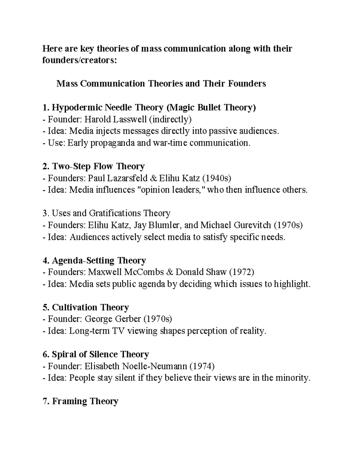 Mass Communication Theories & Key Concepts: MCQs and Insights - Studocu