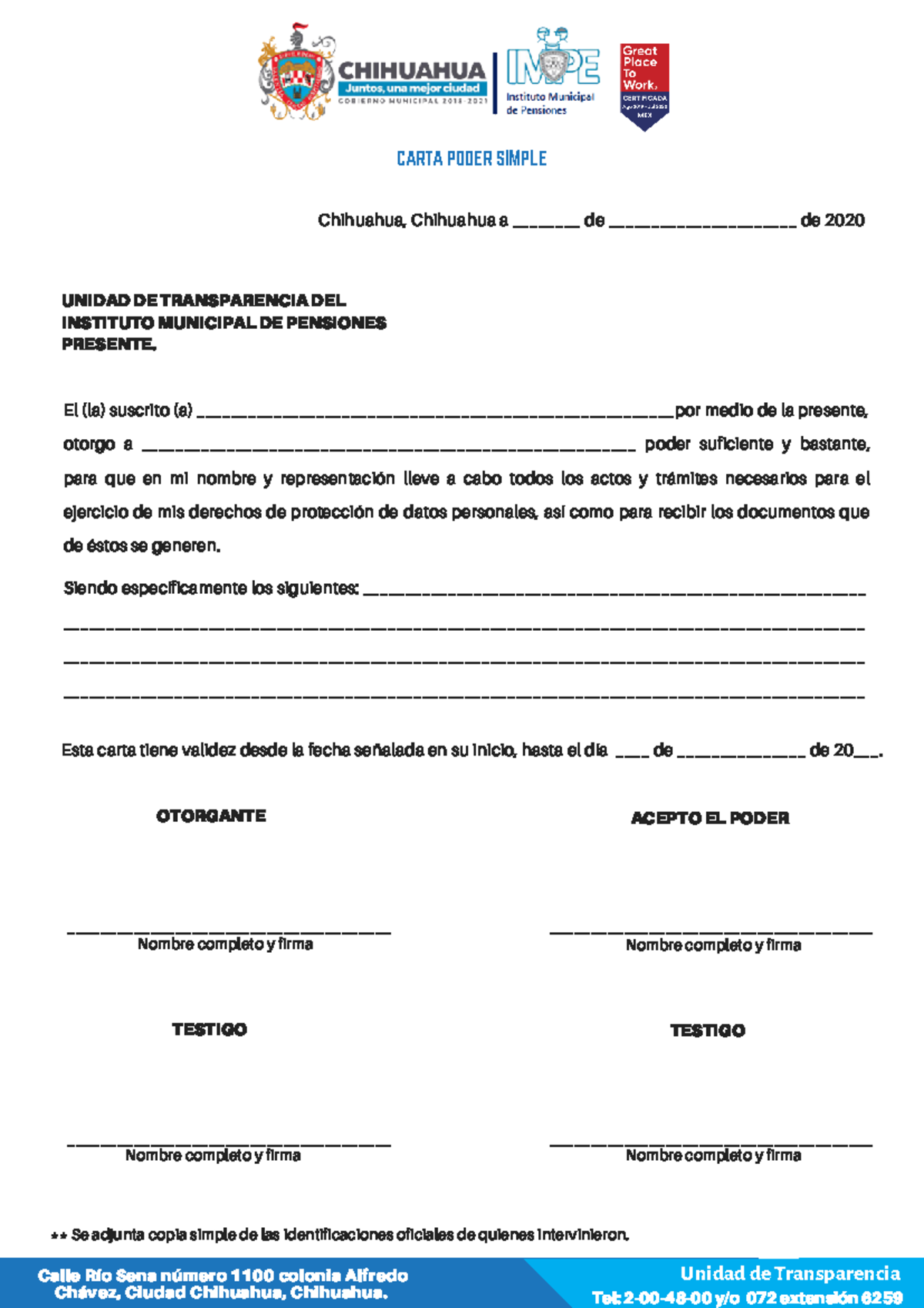 Formato Carta Poder Simple - Modelo de Poder Notarial - Studocu