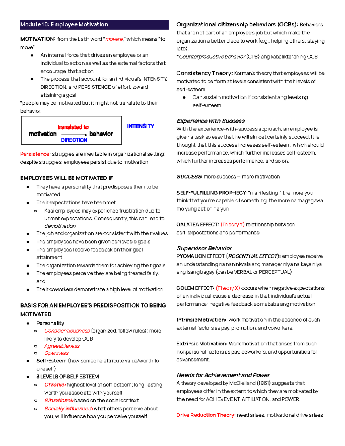 Module 10 & 11: Employee Motivation and Satisfaction in I/O Psychology ...