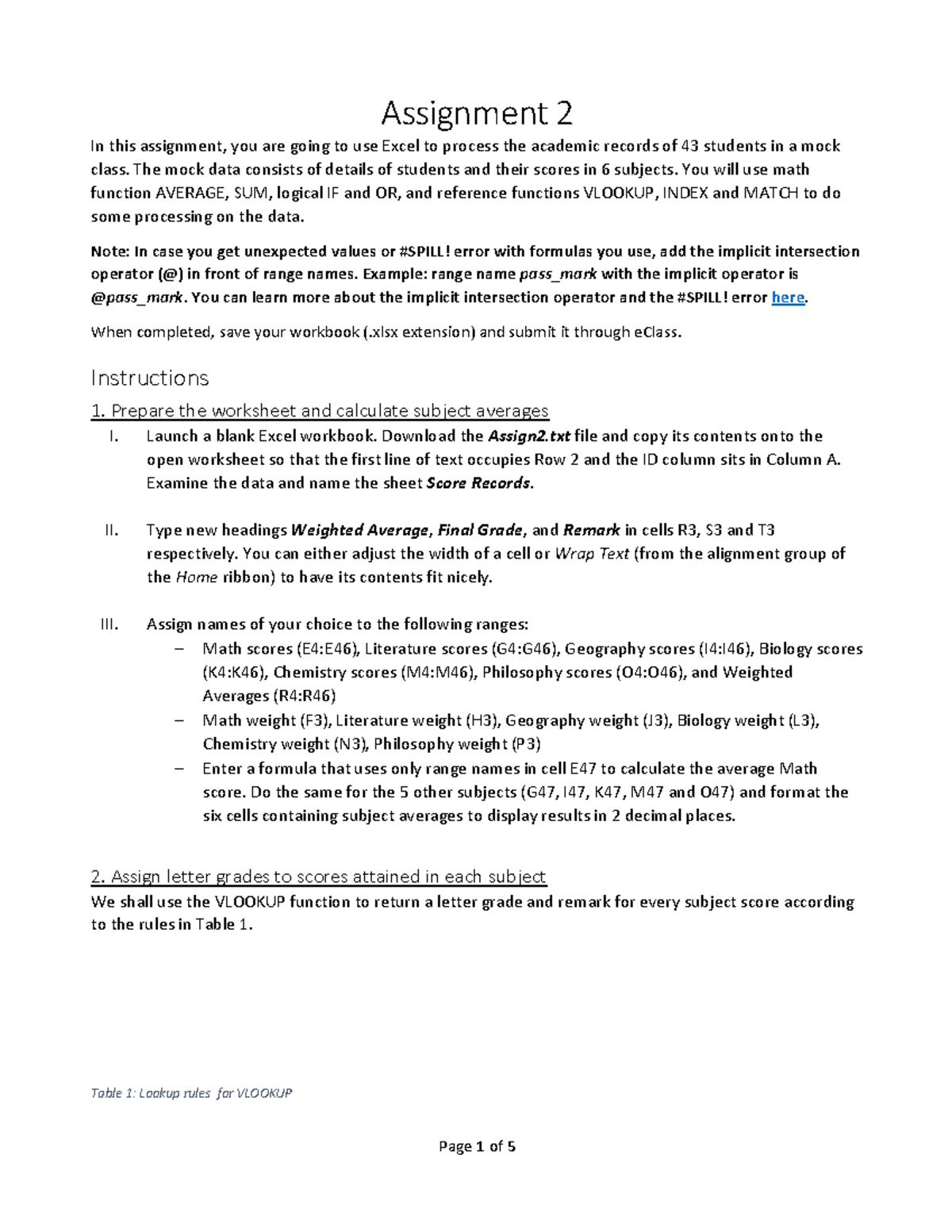 Excel Assignment 2 (F2025): Student Records Processing Guide - Studocu