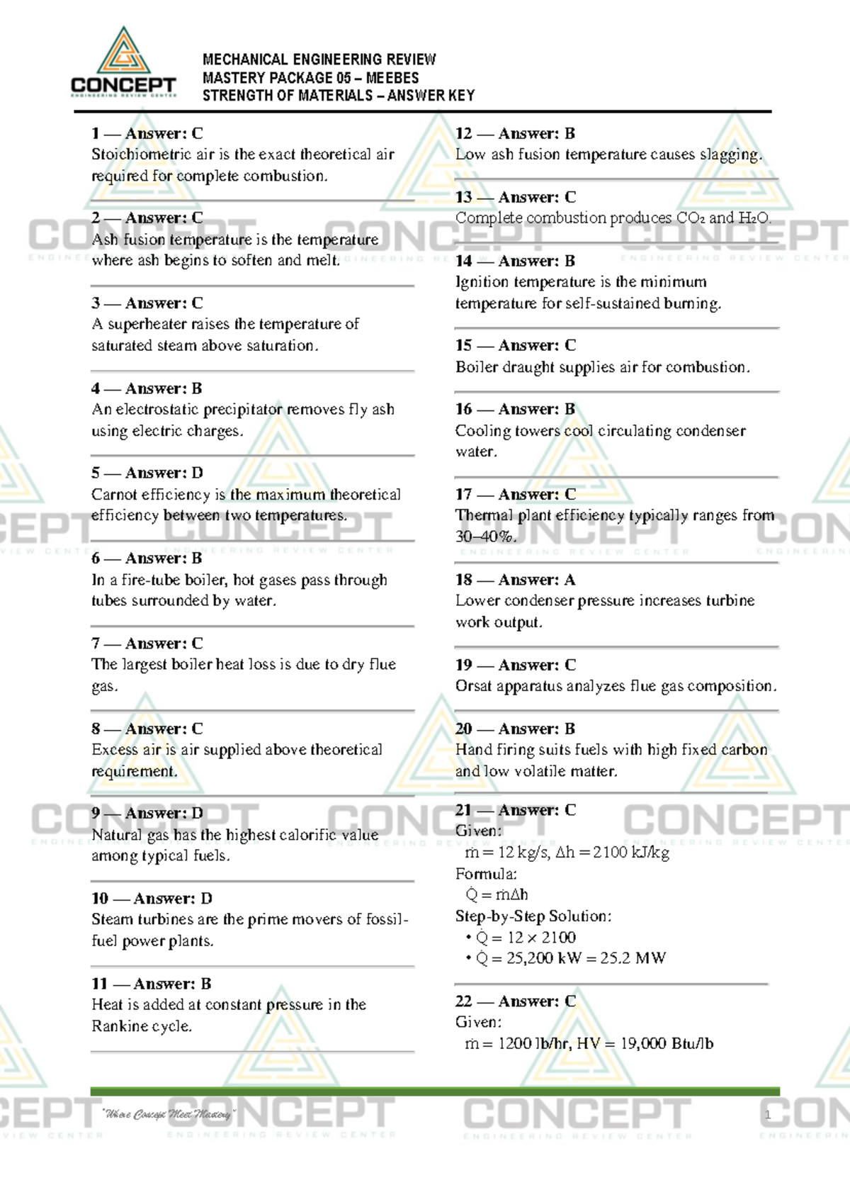 MELE Mastery Package 05: Strength of Materials Answer Key - Studocu