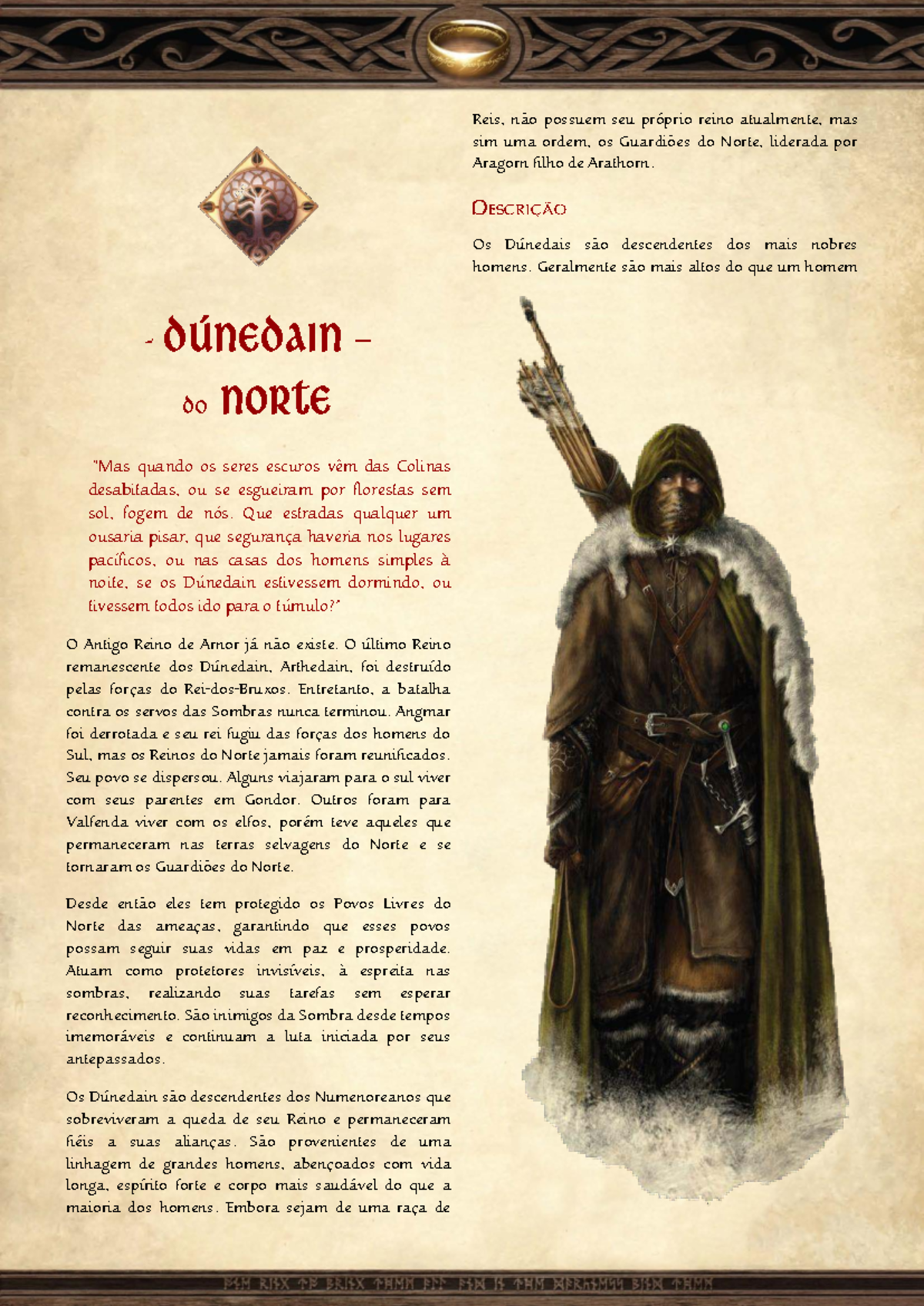 Dúnedain do Norte: Guardiões do Legado e da Esperança - Studocu