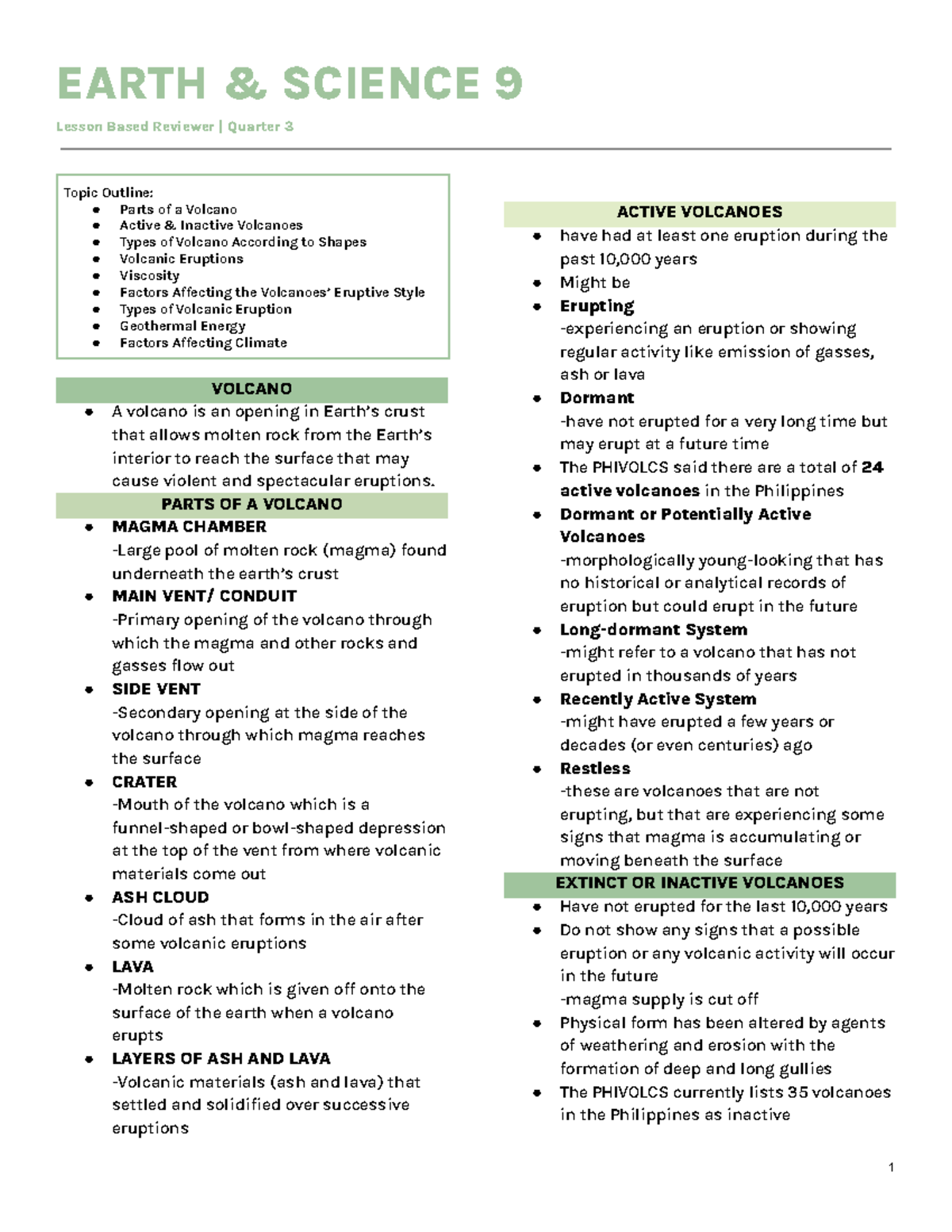 Science Grade 9 Earth Science Reviewer for Quarter 3 - Studocu