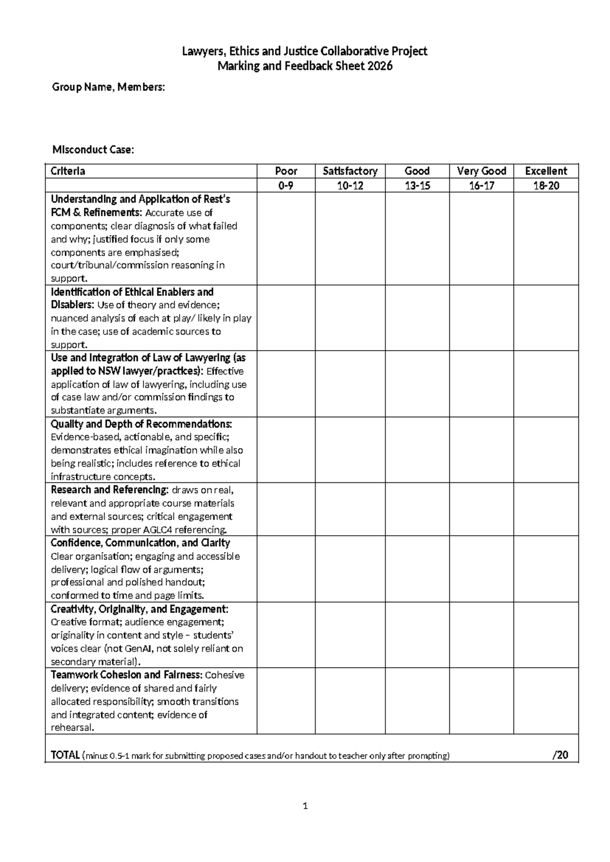 LEJ Collaborative Project Marking Sheet 2026 T1: Ethics & Justice ...