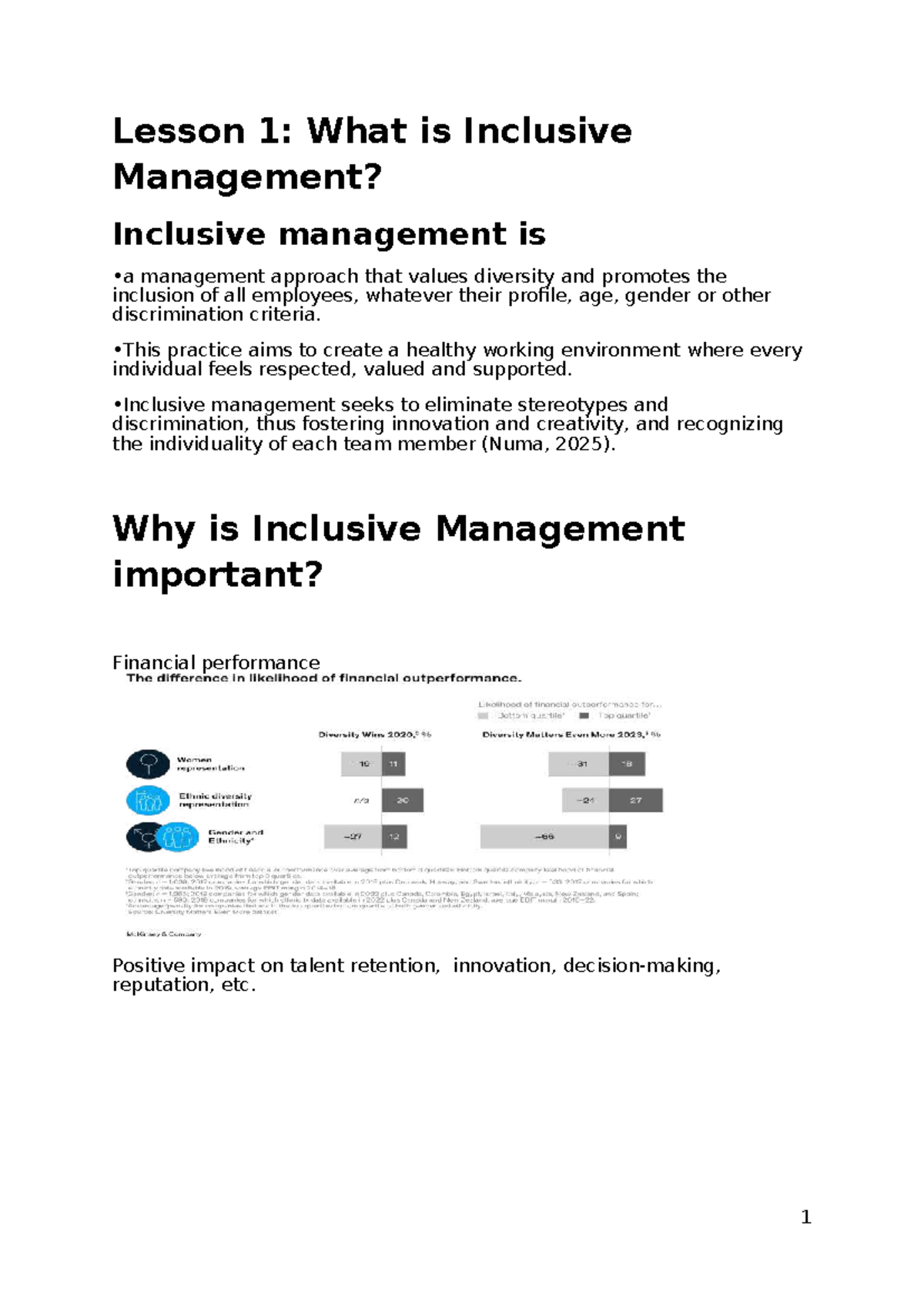 Lesson 1: Understanding Inclusive Management and Cultural Values - Studocu