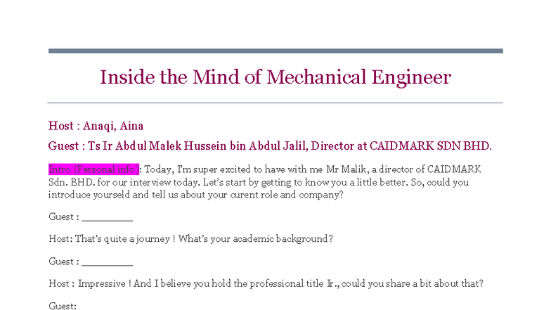 Inside the Mind of a Mechanical Engineer: Interview with Ir. Abdul ...