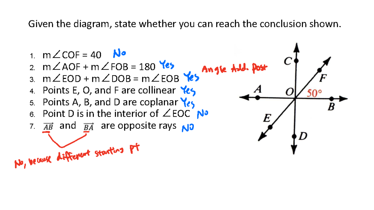 Discovering Geometry: Lesson 1.3 - Angle Relationships & Definitions ...