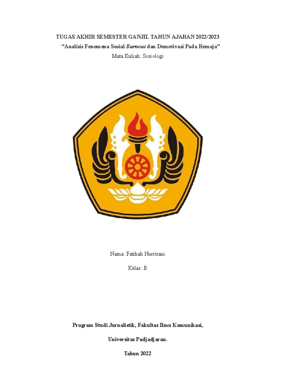 Analisis Sosiologi: Fenomena Burnout & Demotivasi Remaja - Tugas Akhir ...