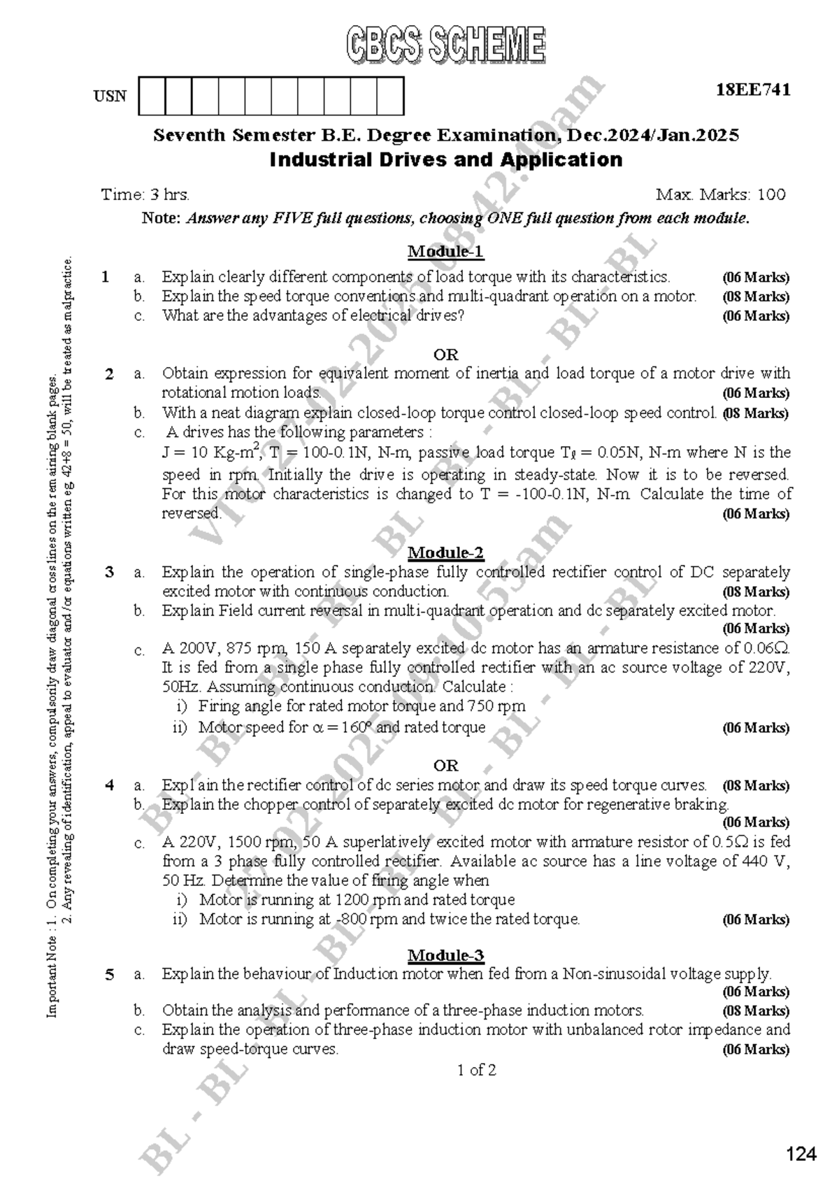 Industrial Drives and Applications - 18EE741 - 7th Sem VTU QP Dec - Studocu