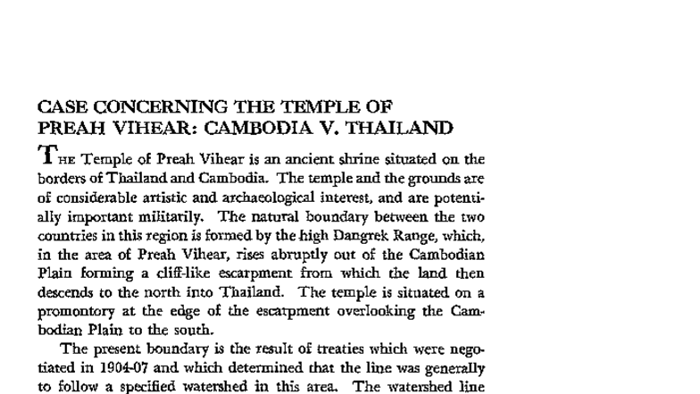Temple of Preah Vihear Case Study: Cambodia v. Thailand - Studocu