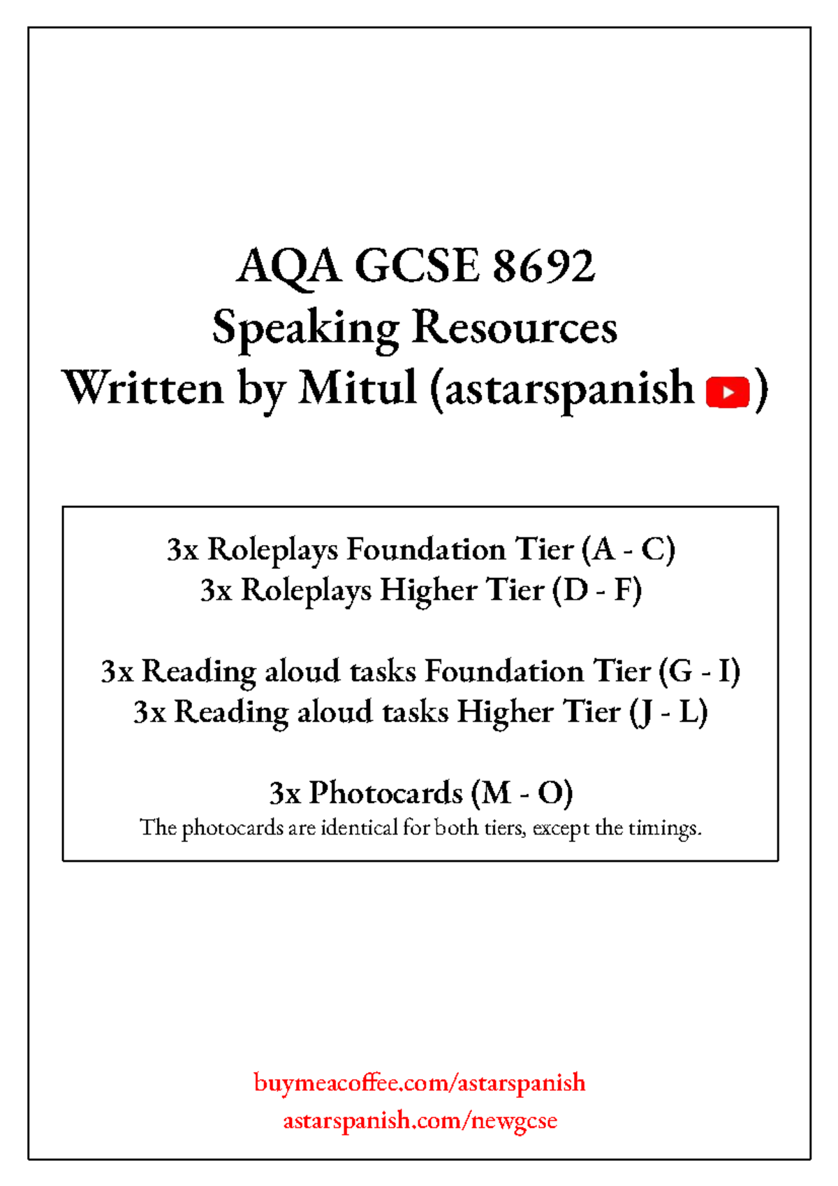8692 Speaking Resources: Roleplays & Reading Aloud Tasks (Astarspanish ...