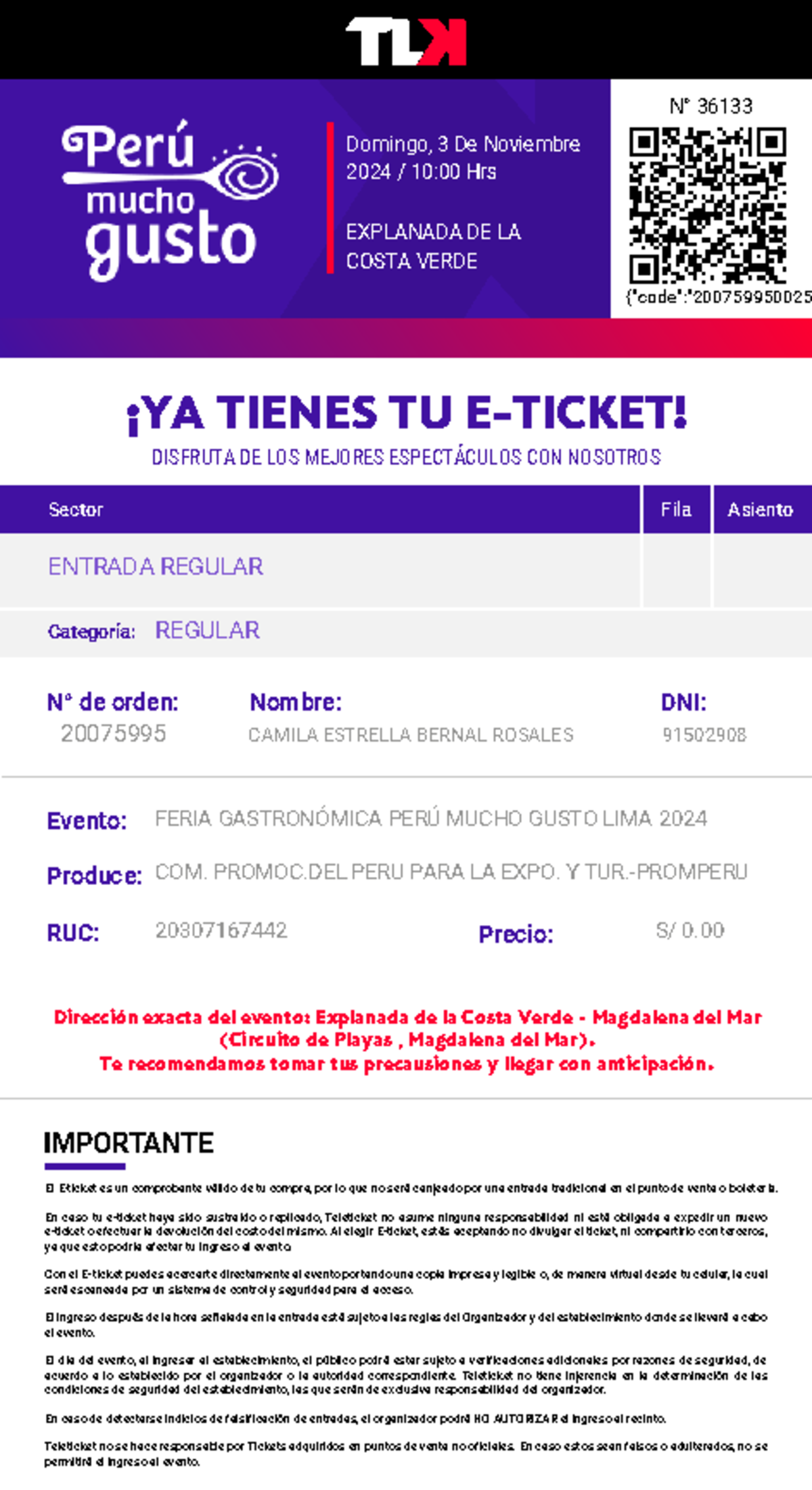 Eticket entrada regular cpo001 03112024 1000 2007 5995 2 - IMPORTANTE ...