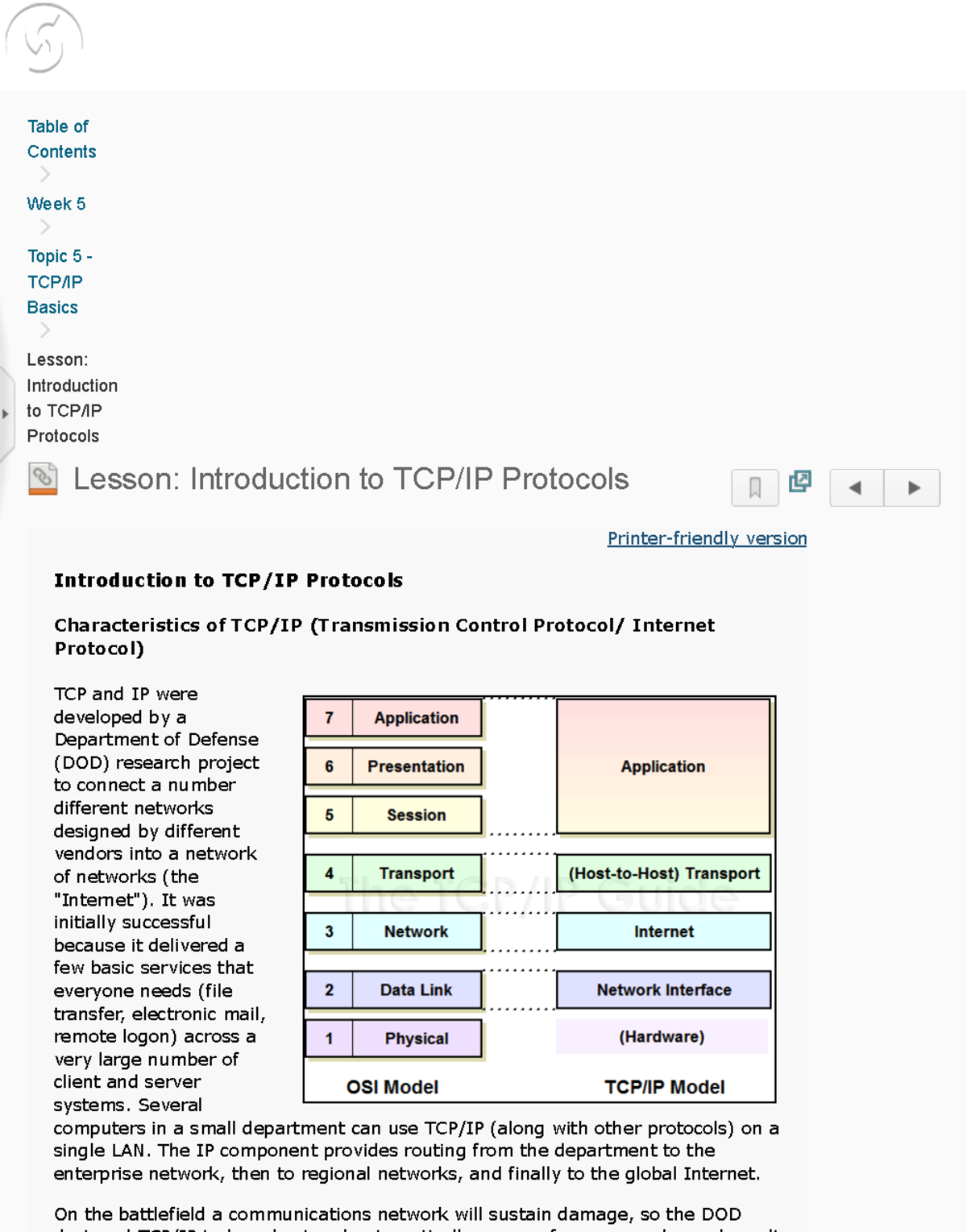 Introduction to TCP IP Protocols - 17.FA.CIS.1130 NETWORK FUNDAMENTALS Table of Contents Week 5 ...