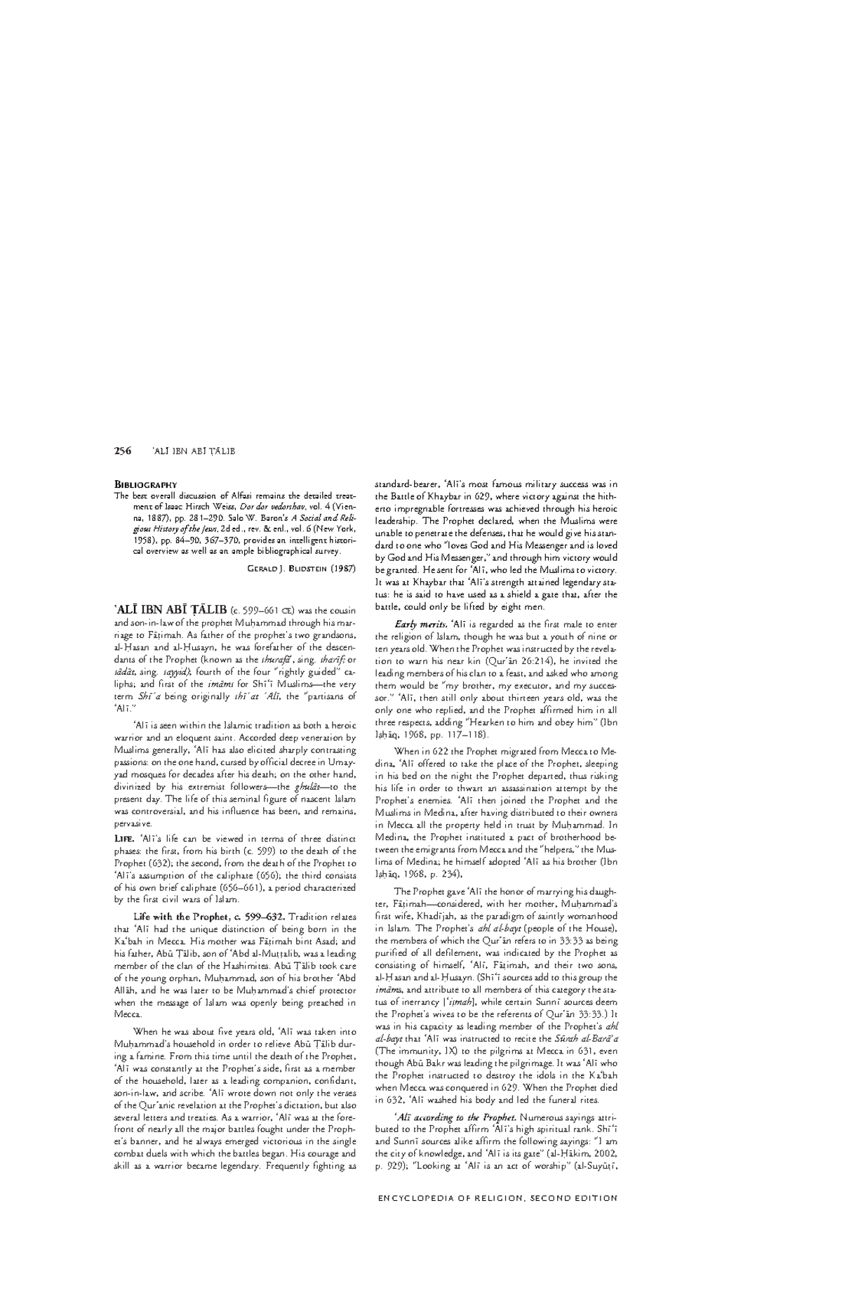 Al Ibn Ab lib - note - BIBLIOGRAPHY The best overall discussion of ...