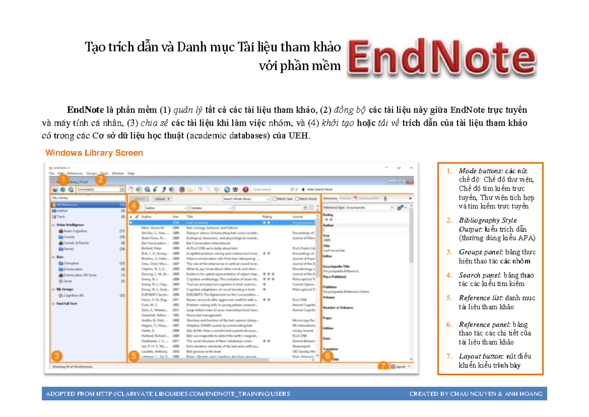 Hướng dẫn endnote - ADOPTED FROM HTTP:CLARIVATE.LIBGUIDES/ENDNOTE_TRAINING/USERS CREATED BY CHAU ...