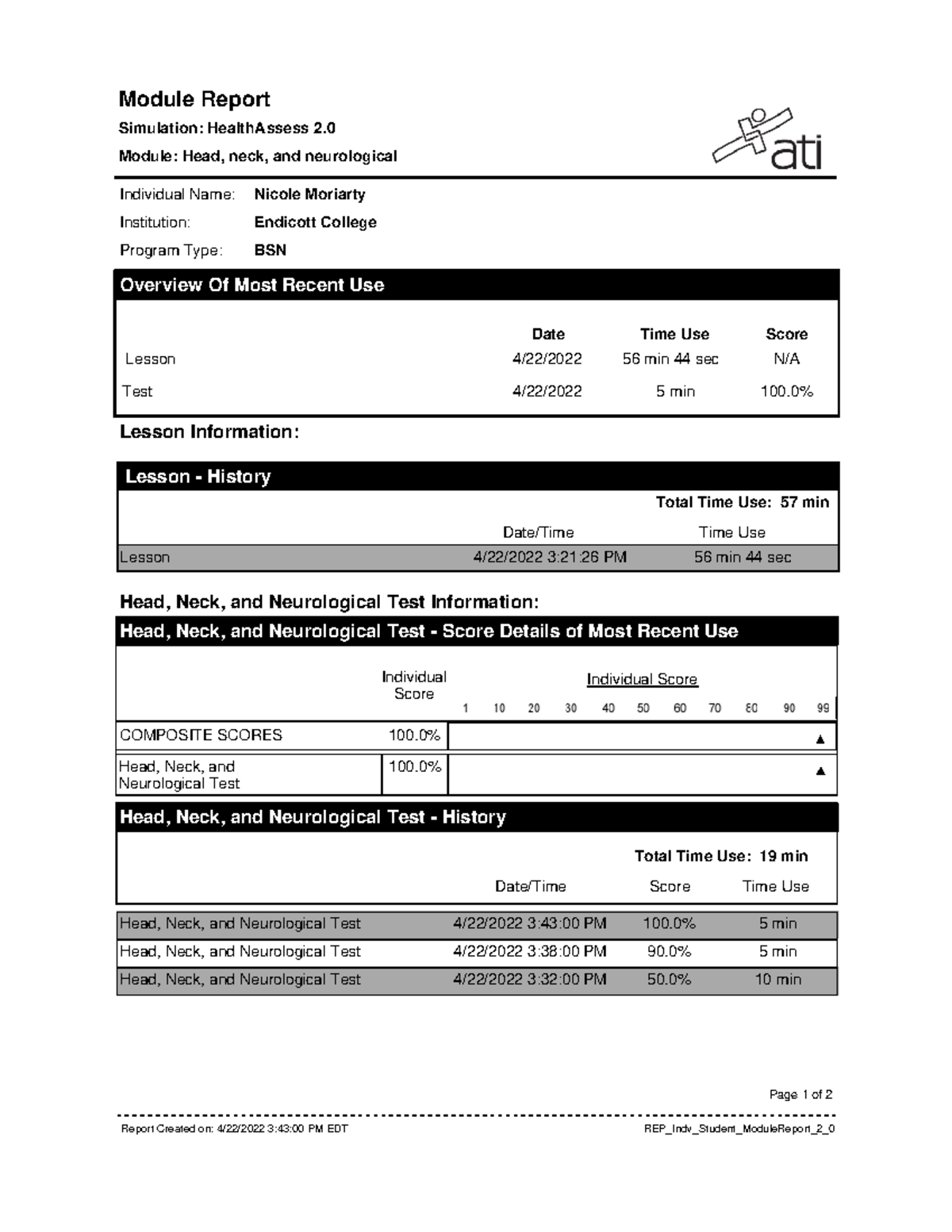 Report for anatomy - Module Report Simulation: HealthAssess 2. Module ...