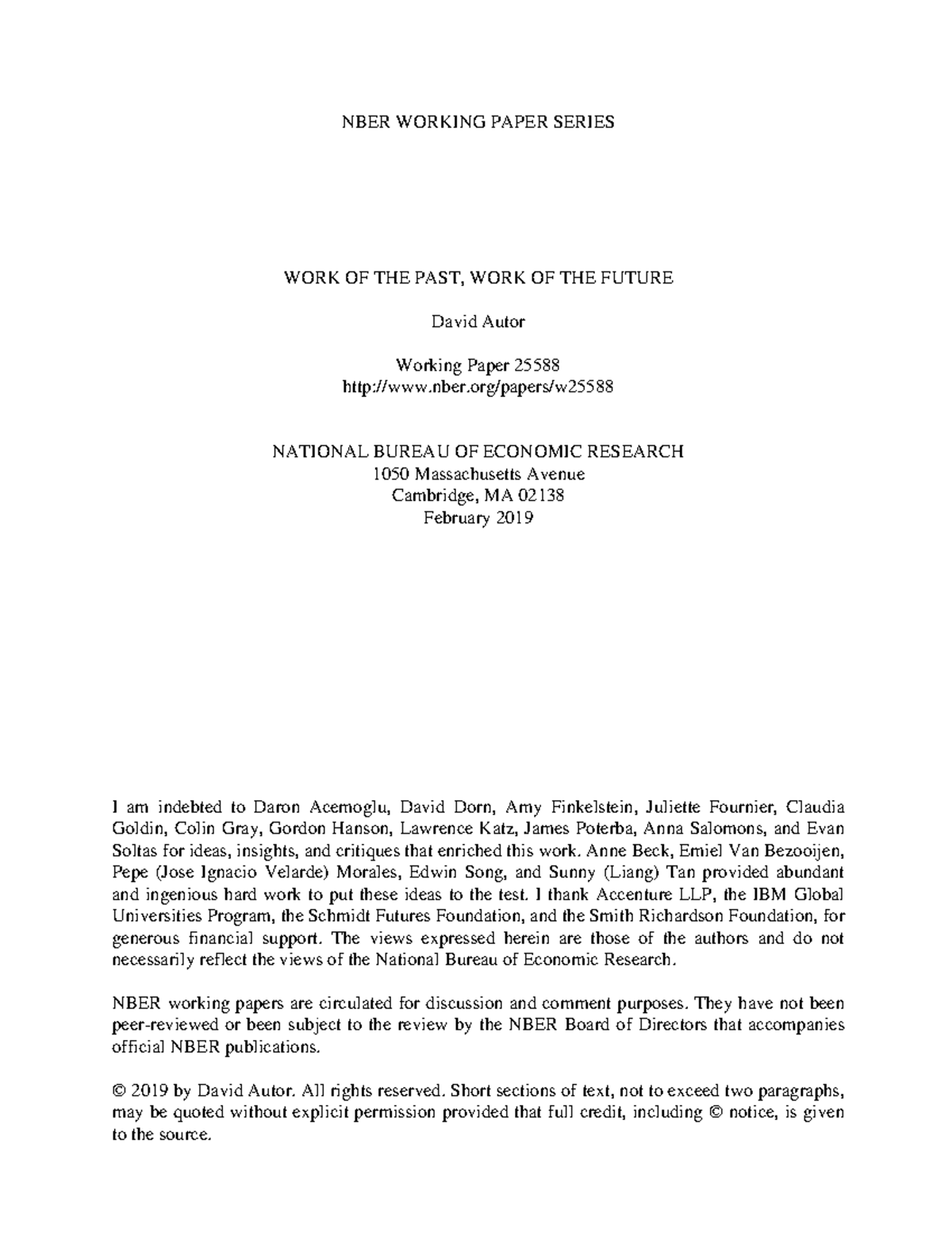 NBER Working Paper 25588: Work of the Past and Future by David Autor ...