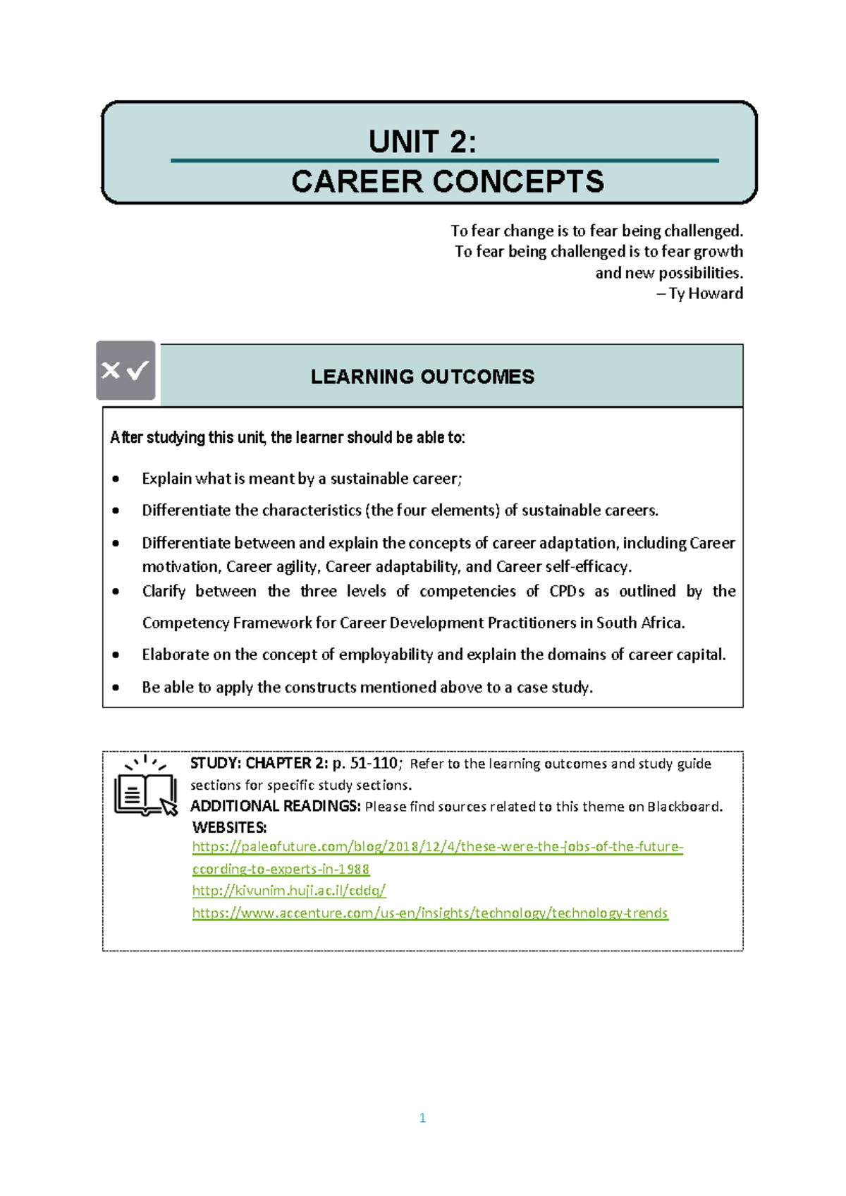 Unit 2 Career Concepts - Sustainable Career Development in IND PSY ...