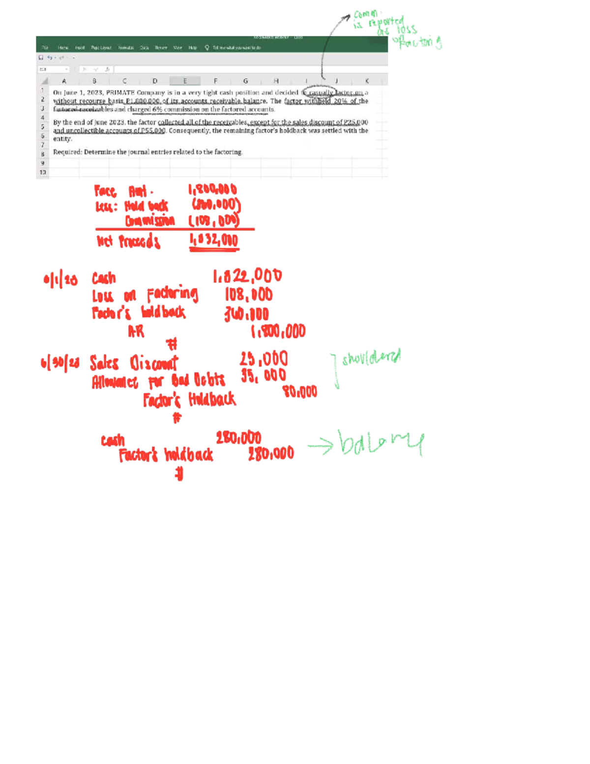 ACCT 202: Factoring and Discounting Journal Entries Practice - Studocu