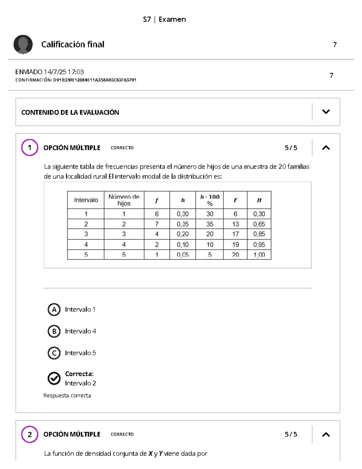 Examen Final de Estadística S7: Preguntas de Opción Múltiple - Studocu