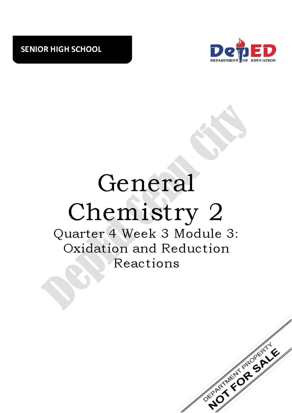 General Chemistry 2 Q4W3 Module 3: Oxidation and Reduction Reactions ...