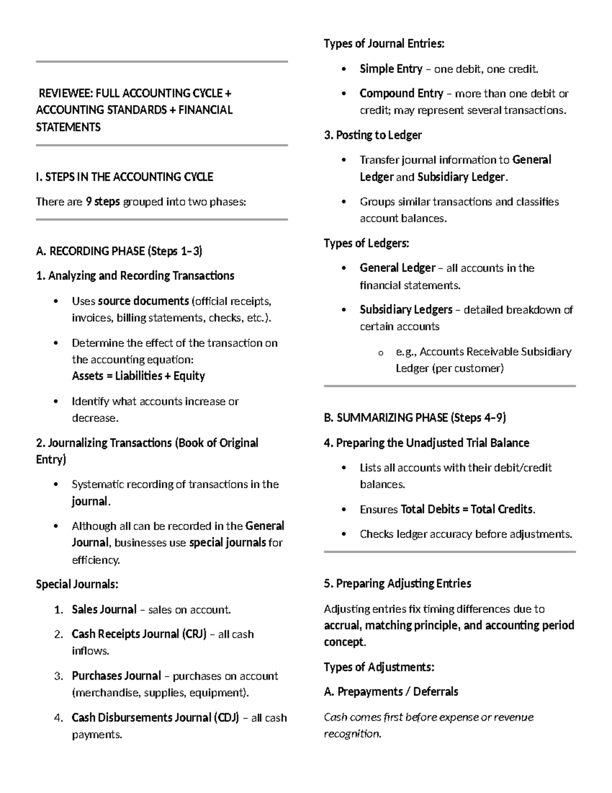 Types of Journal Entries: Full Accounting Cycle Overview - Studocu