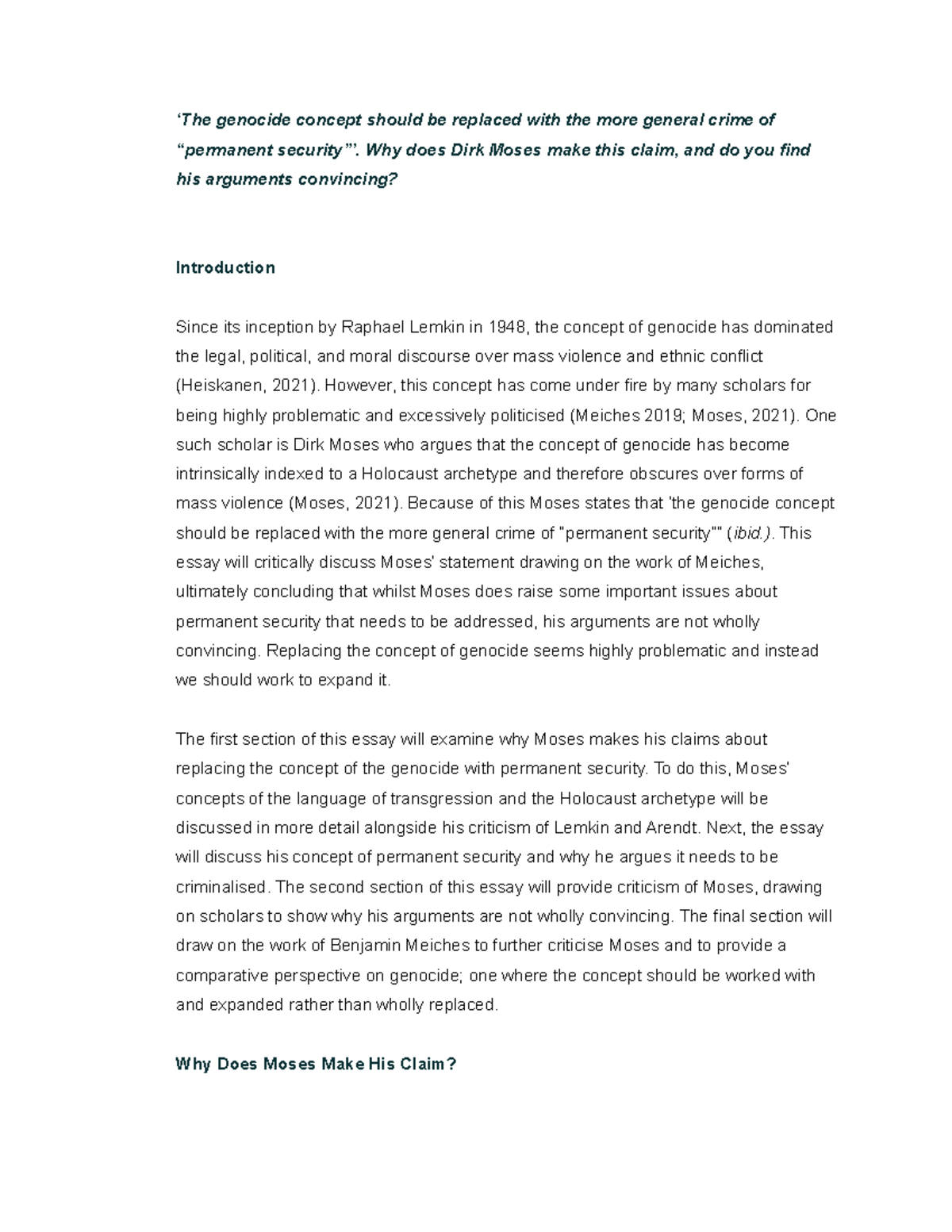 Genocide in IR - Final Essay - ‘The genocide concept should be replaced ...