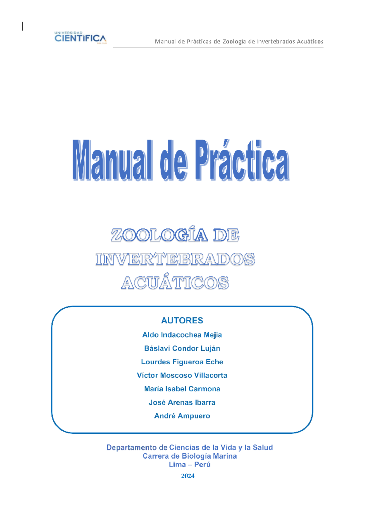 Manual de Prácticas de Zoología de Invertebrados Acuáticos 2024-I - Studocu
