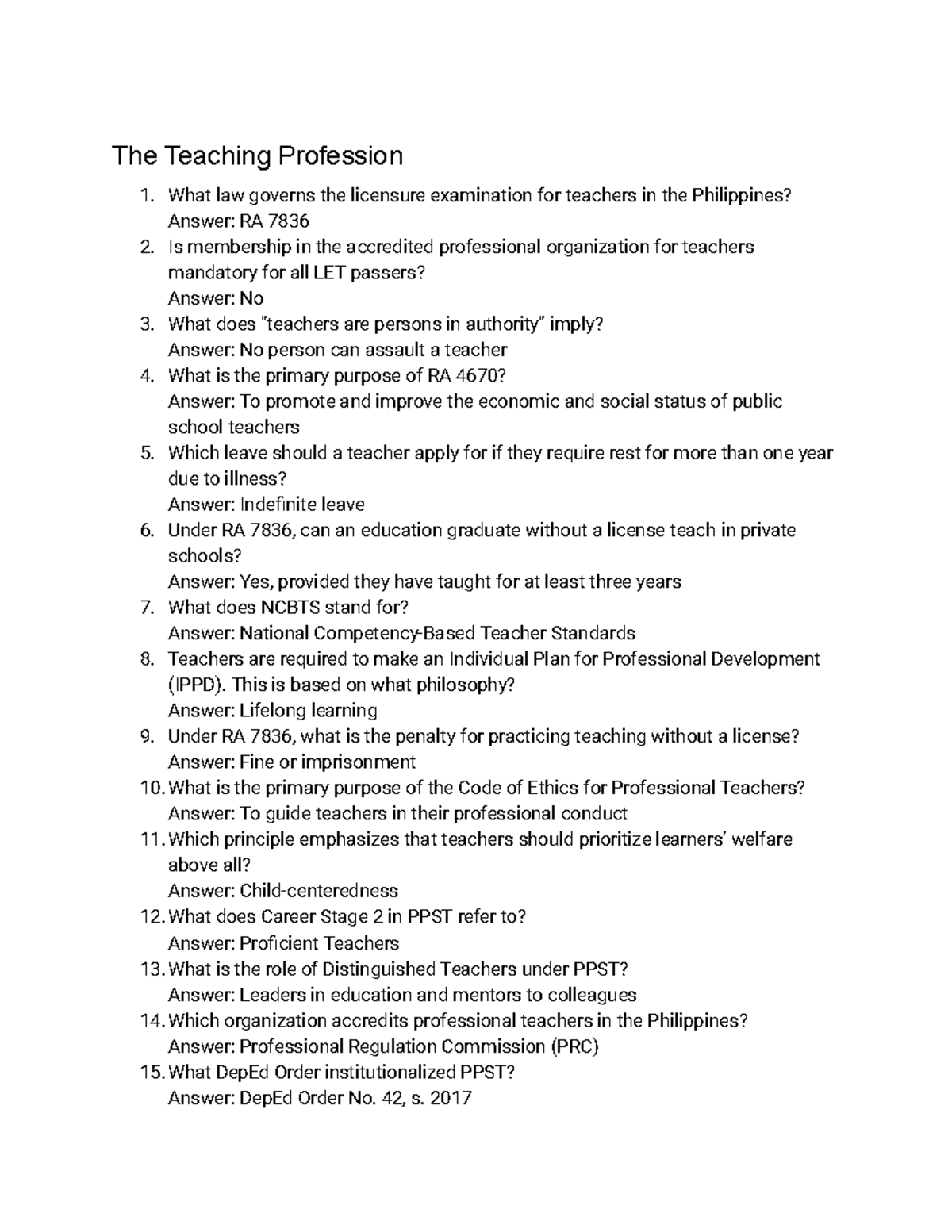 The-Teaching-Profession - The Teaching Profession What law governs the ...