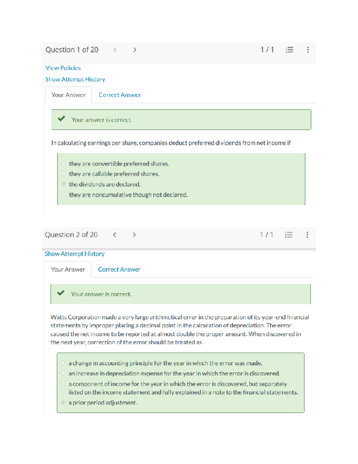 ACC-317 Mod 1 quiz - Module 1 Quiz - Question 1 of 20 View Policies ...